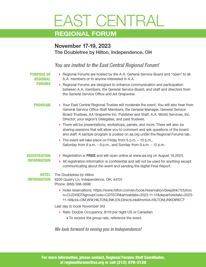 East Central Regional Forum - Alcoholics Anonymous Central Illinois ...